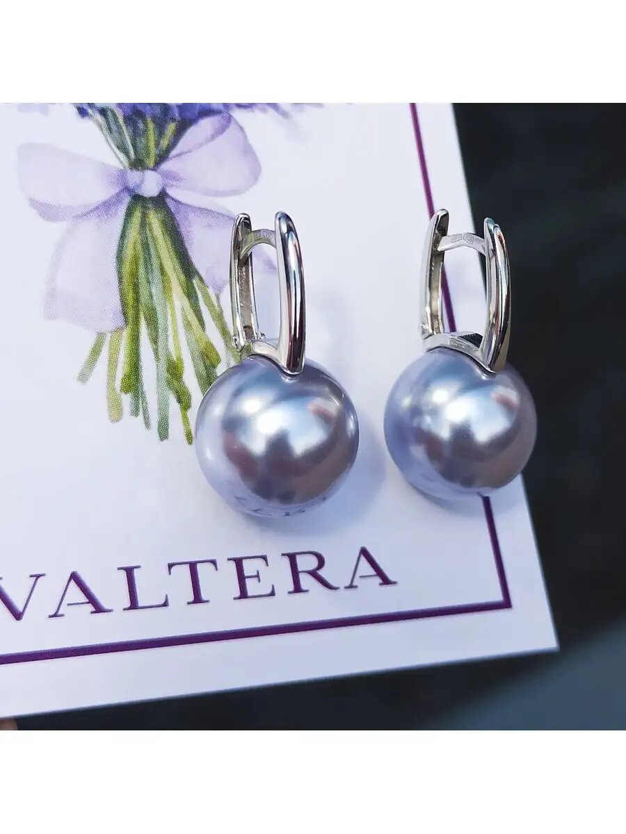 Серьги, серебро, 925 проба, родирование, жемчуг имитация