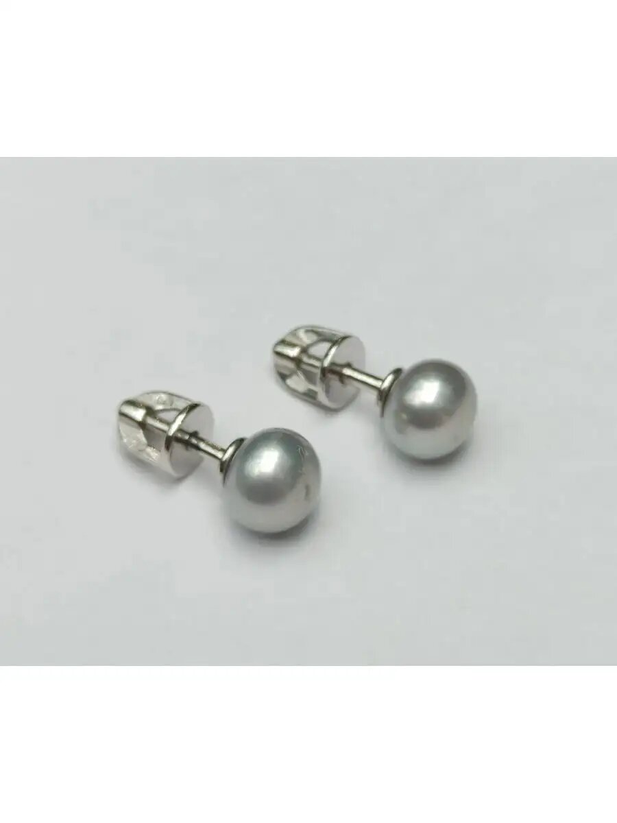 Серьги пусеты, серебро, 925 проба, родирование, жемчуг культивированный