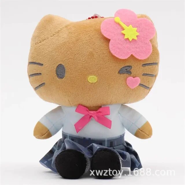 Новая чёрная кожаная униформа My Melody из серии Sakura, плюшевая кукла Куроми, сумка для хранения наушников и брелока, Высота: 15 см