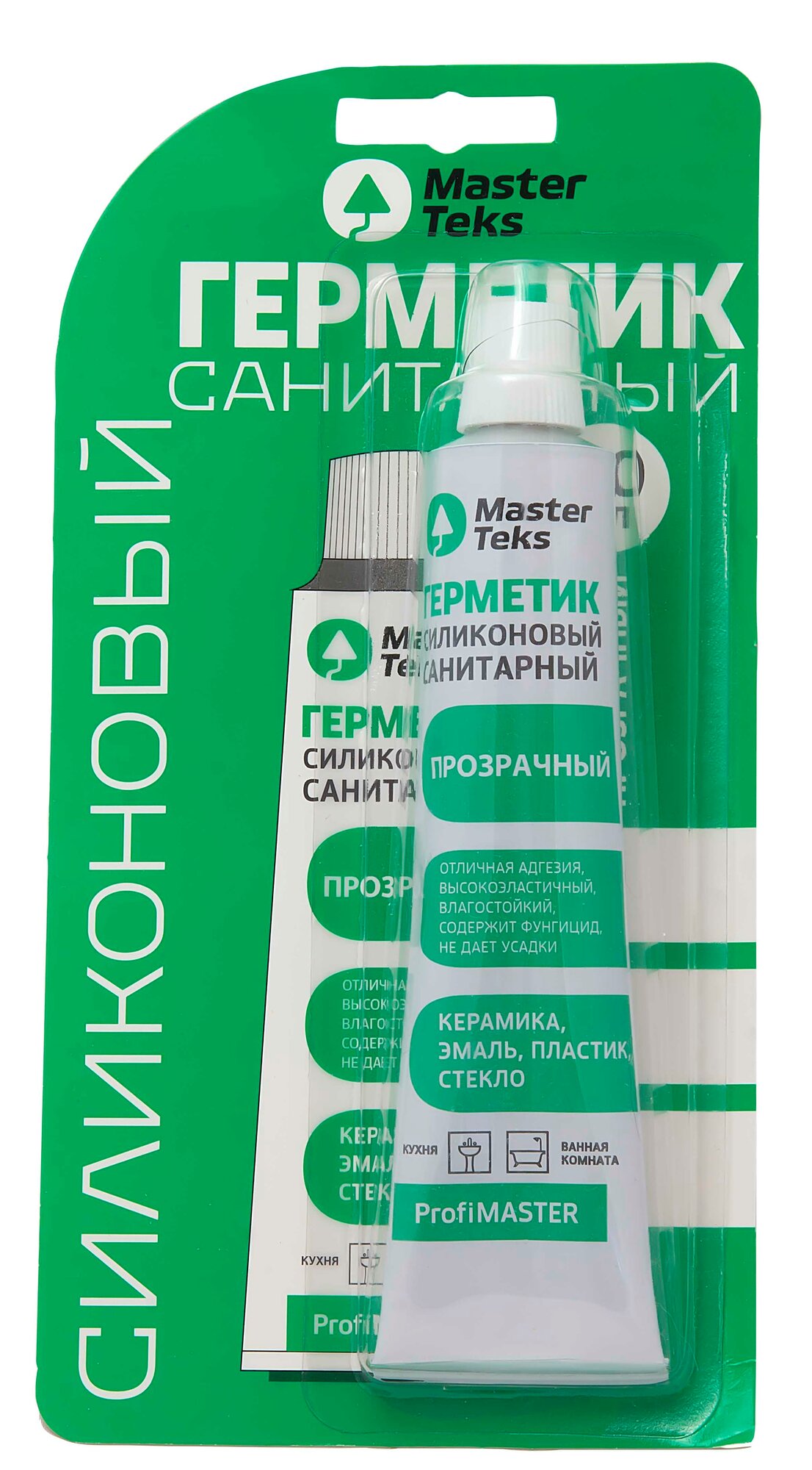 Герметик силиконовый MasterTeks PM санитарный бесцветный 80мл, арт.9612960