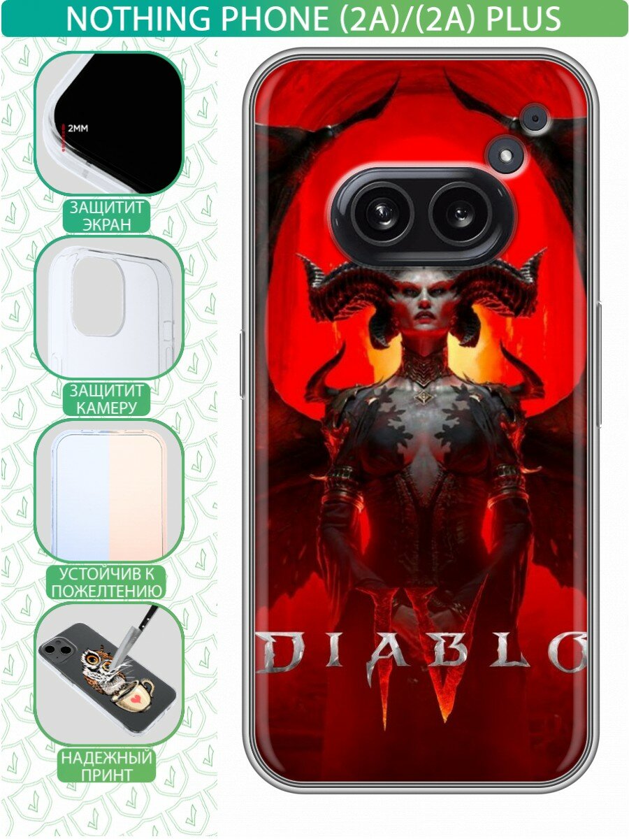 Чехол для Nothing Phone (2a), Nothing Phone (2a) Plus с принтом Диабло (Насинг Фон 2а, Насинг Фон 2а Плюс)
