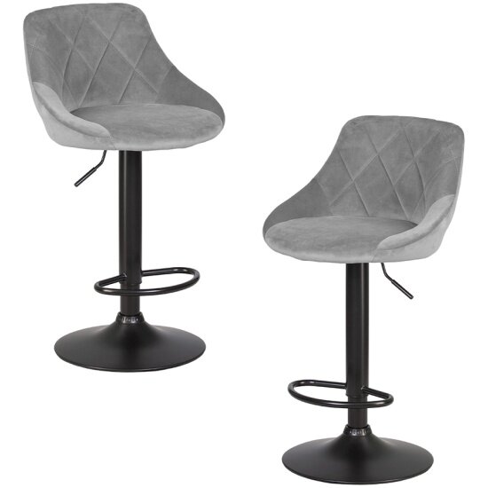 Стул барный Dobrin LOGAN BLACK (серый велюр (MJ9-75))(2 шт/уп)