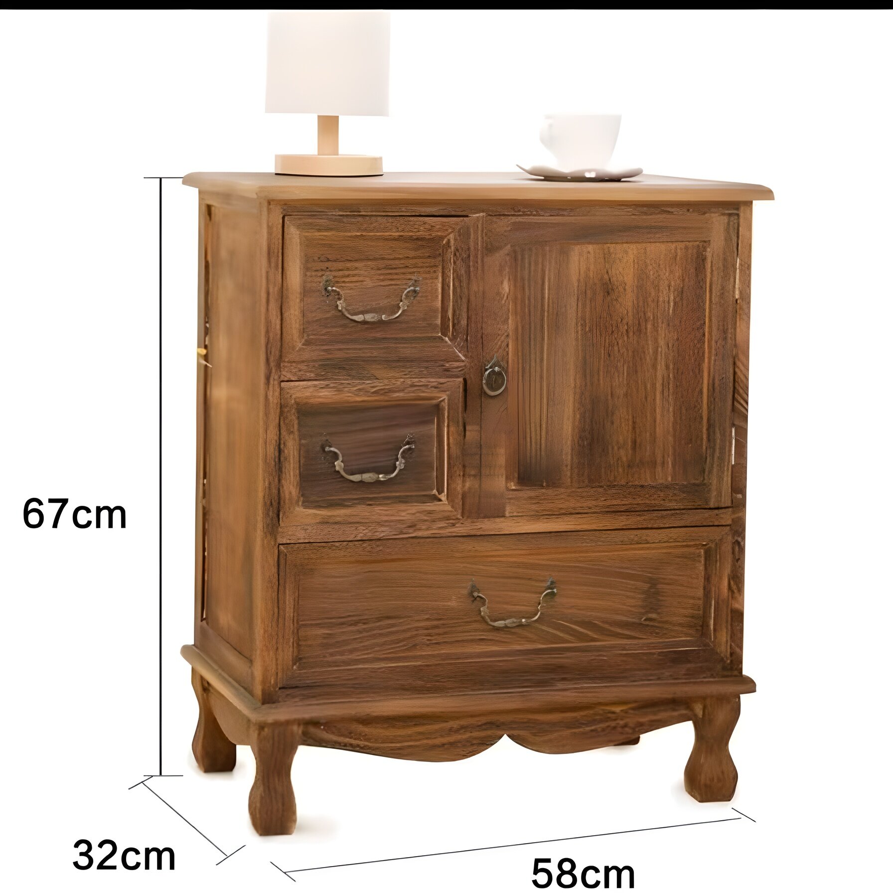 Комод из массива дерева, в стиле ретро, с доводчиками, 58x67x32см