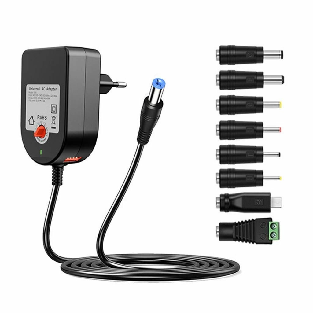 36W зарядное устройство адаптер 3-12V регулируемый AC100-240V в DC5521 зарядное устройство со сменными наконечниками