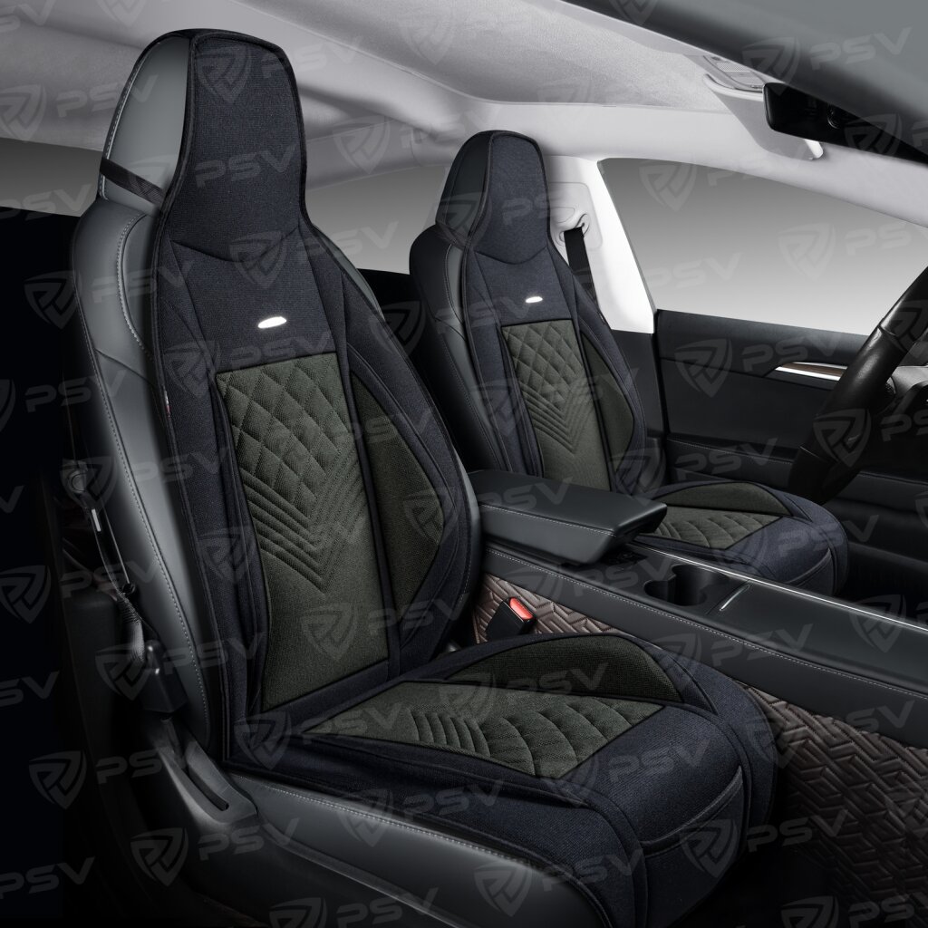 Накидка на сиденье "PSV" Avrora FRON Tалькантара черно-серый (1 шт.)