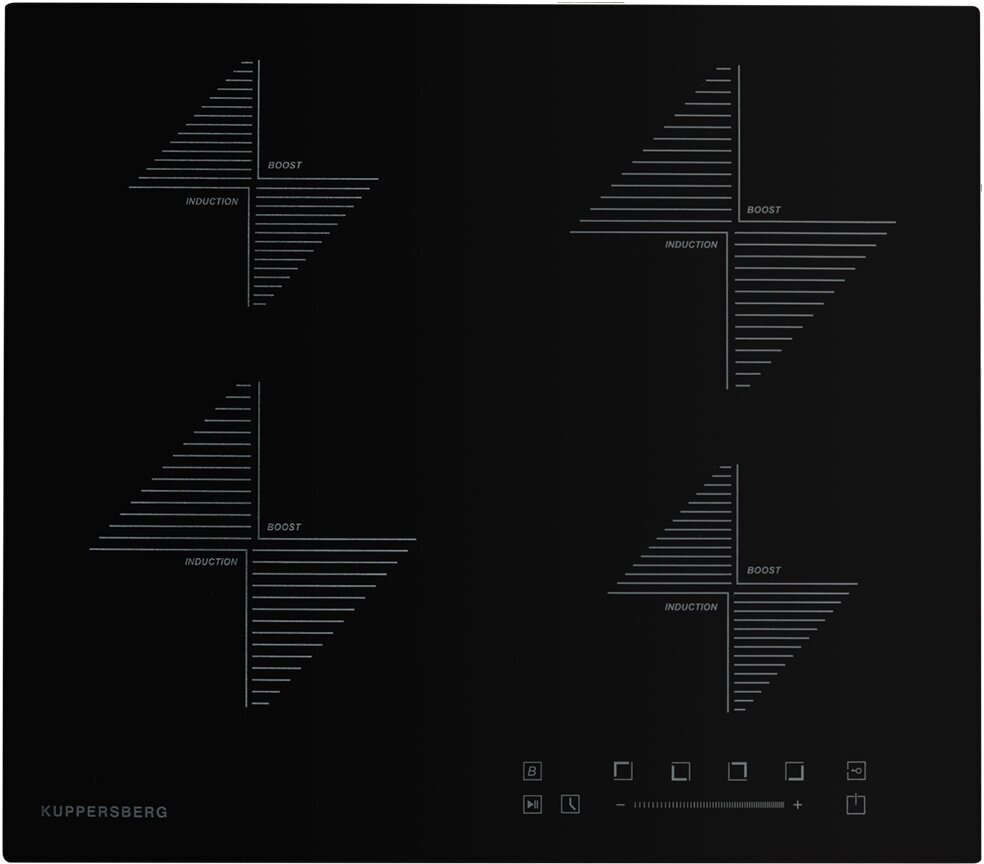 Встраиваемая электрическая варочная панель индукционная Kuppersberg ICS 604, Авто-выключение, Таймер, Boost, 9 уровней