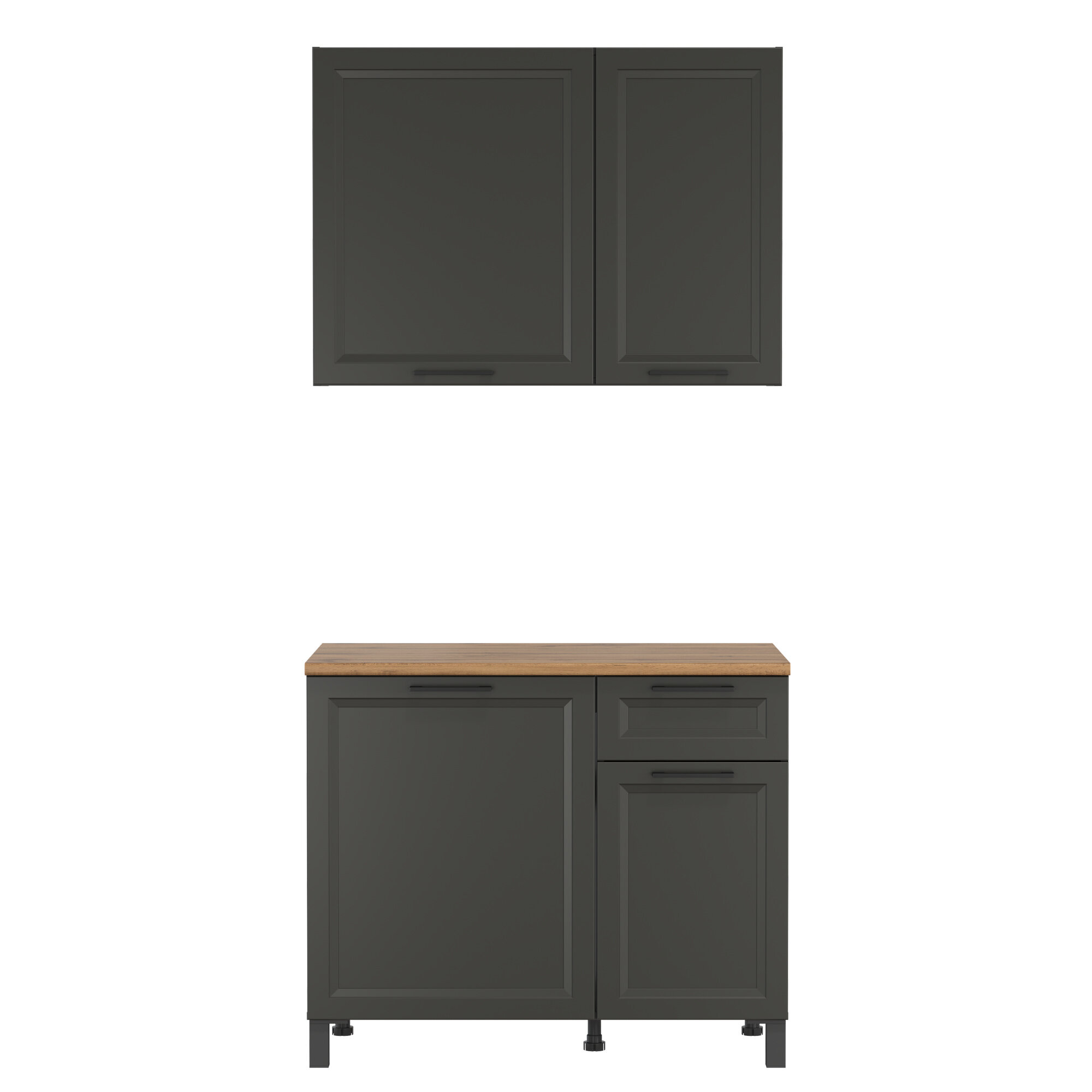 Кухонный гарнитур Римини 1м МДФ диамант серый со столешницей