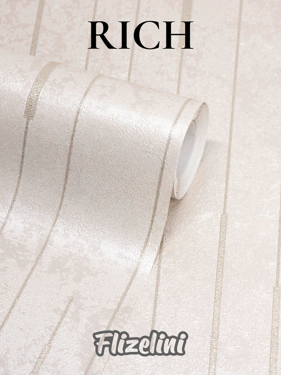 Обои винил на флизелине, антивандальные, золотые полоски на сером фоне, метровые, Rich (Flizelini, 2087-63)