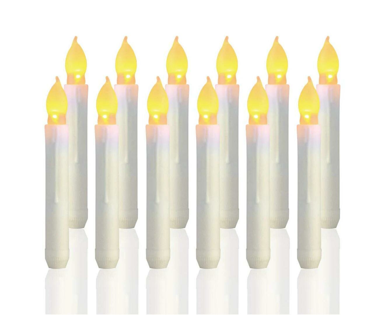 12 ШТ Воспламеняющиеся свечки LED без пламени, батарейные свечки для подвешивания в стиле Гарри Поттер для вечеринок, классов, свадеб, рождественских украшений, размер 2см Диаметр x 16.5см Высота