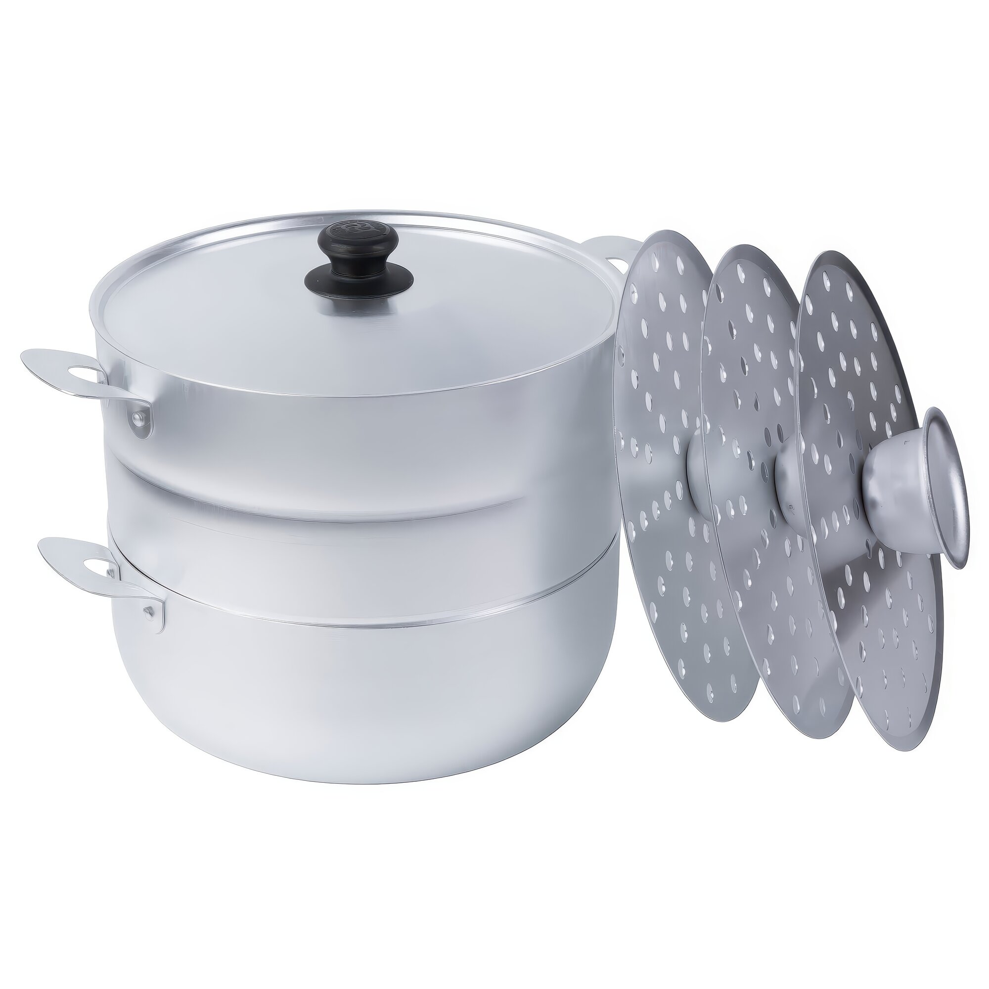 Манты-казан алюминиевый Калитва 4,5 литров, 3 диска, серебристый цвет