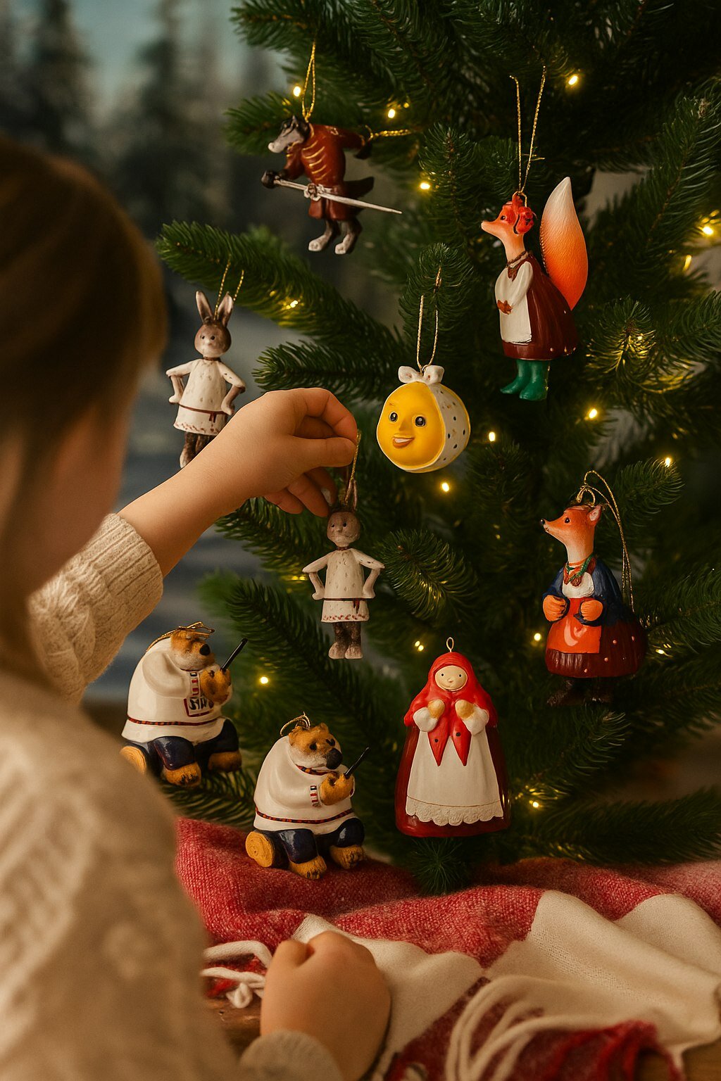 Набор ёлочных игрушек "Сказка Колобок", керамические, 7 фигурок