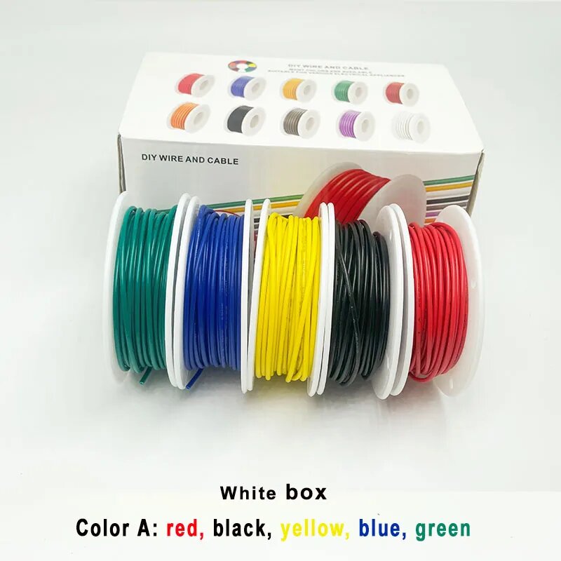 Bytebattle Сверхгибкие Силиконовые Провода 30/28/26/24/22/20/18/16AWG 5/6 24 AWG, 5-R PVC box A