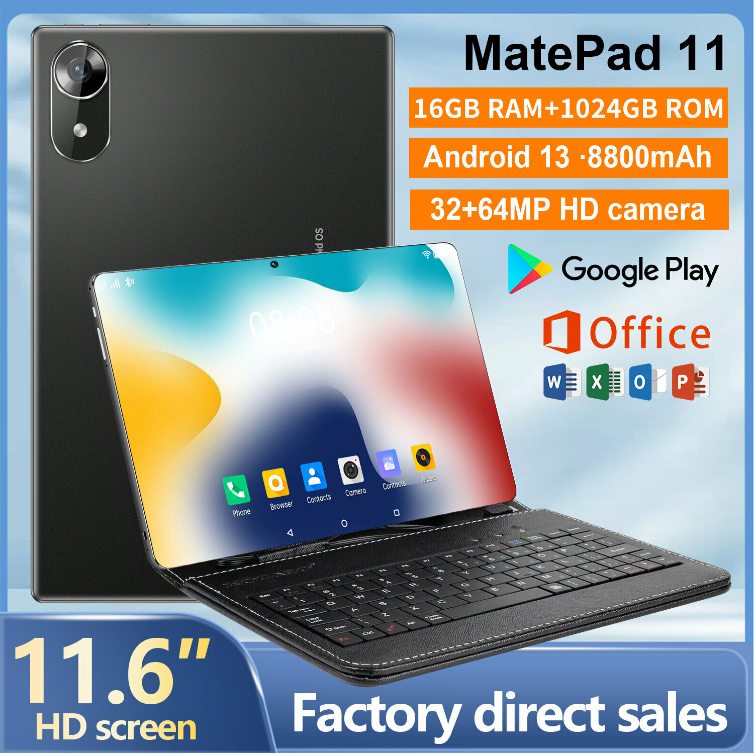 Игровой планшет "MatePad Pro 11", 16ГБ+1ТБ, Android 13, Wi-Fi+SIM, экран 11", Ультратонкий чёрный