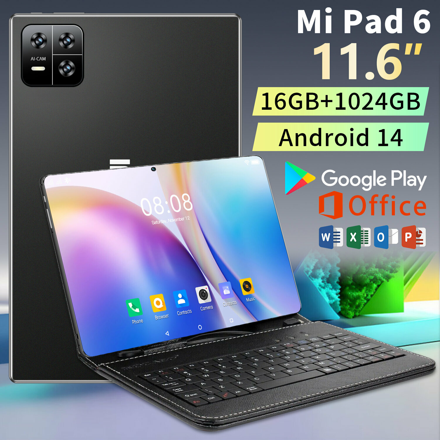 Планшет MI Pad 6，16gb+1024gb, 8800mAh，WIFI+с SIM-картой，Чёрный