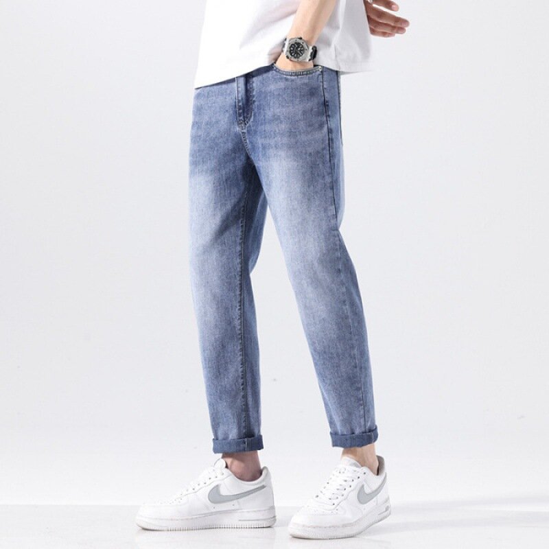 Слим тапер KLQ Круто Эластичные KLQ мужские широкие прямые девятидлинные новинки японский стиль харлемские универсальные, Размер_36