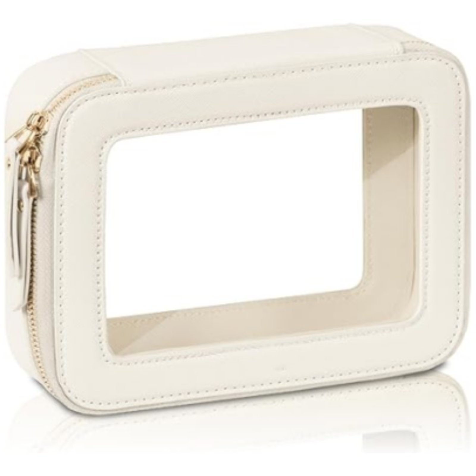 Чехол для косметики прозрачный органайзер водонепроницаемый туристический туалетный чемодан для ухода за кожей с золотым зippers (бежевый) 8.3 дюйма x 6.2 дюйма x 2.1 дюйм