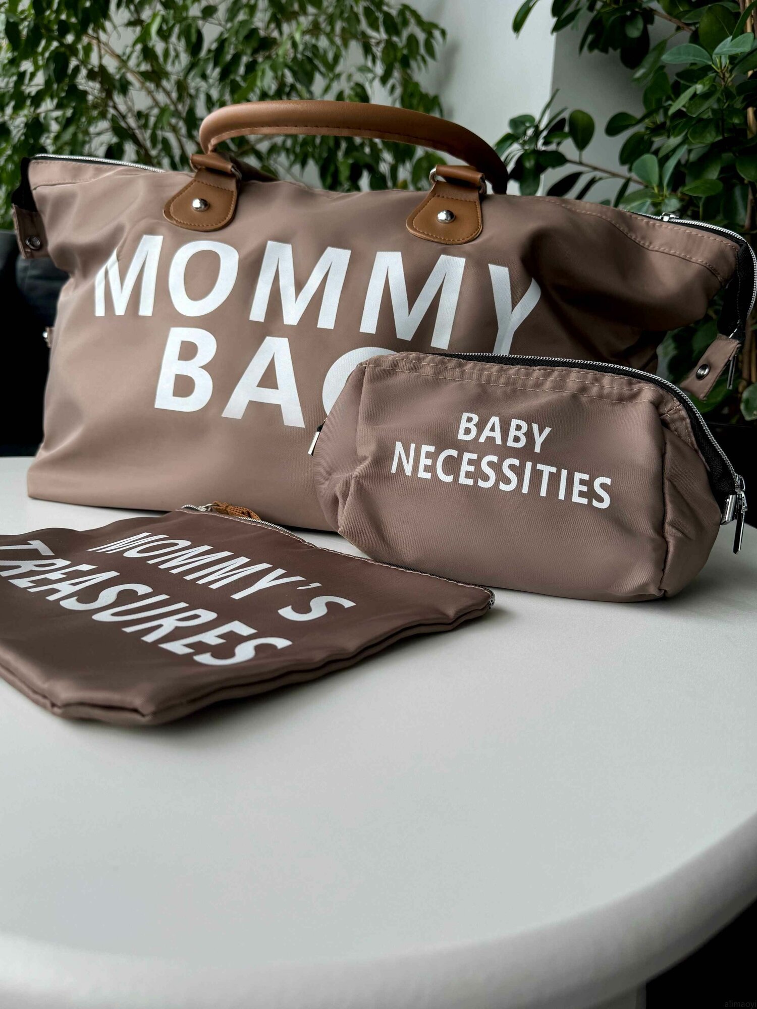 Женская сумка Mommy Bag, дорожная, для мамы и ребёнка, с принтом, коричневая