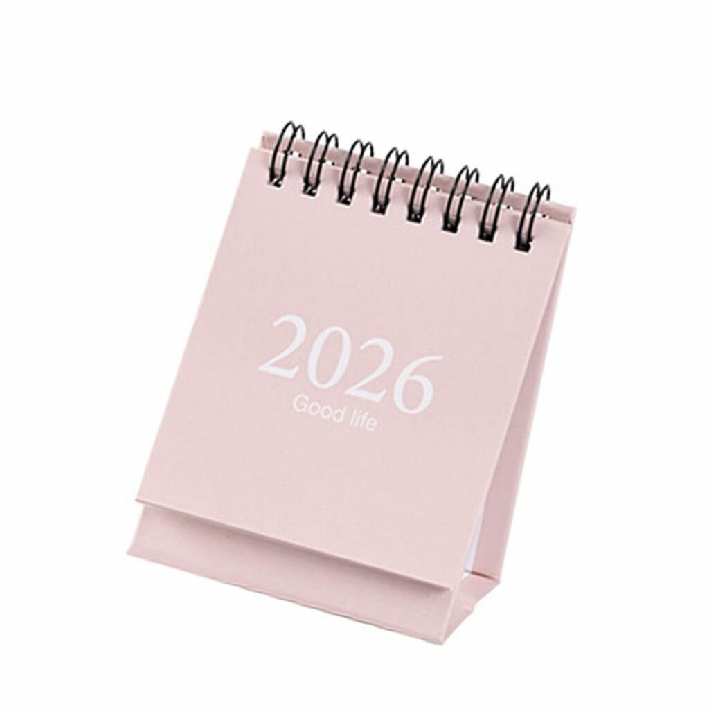 1 портативный настольный календарь на английском языке в простом стиле 2026 года-lotus root pink