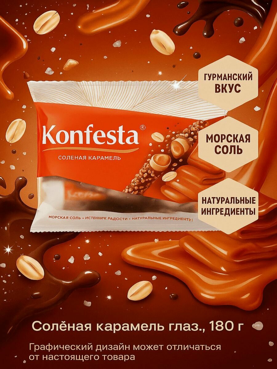 Конфеты конфеста с нач. соленая карамель глазир. (Россия) 180г