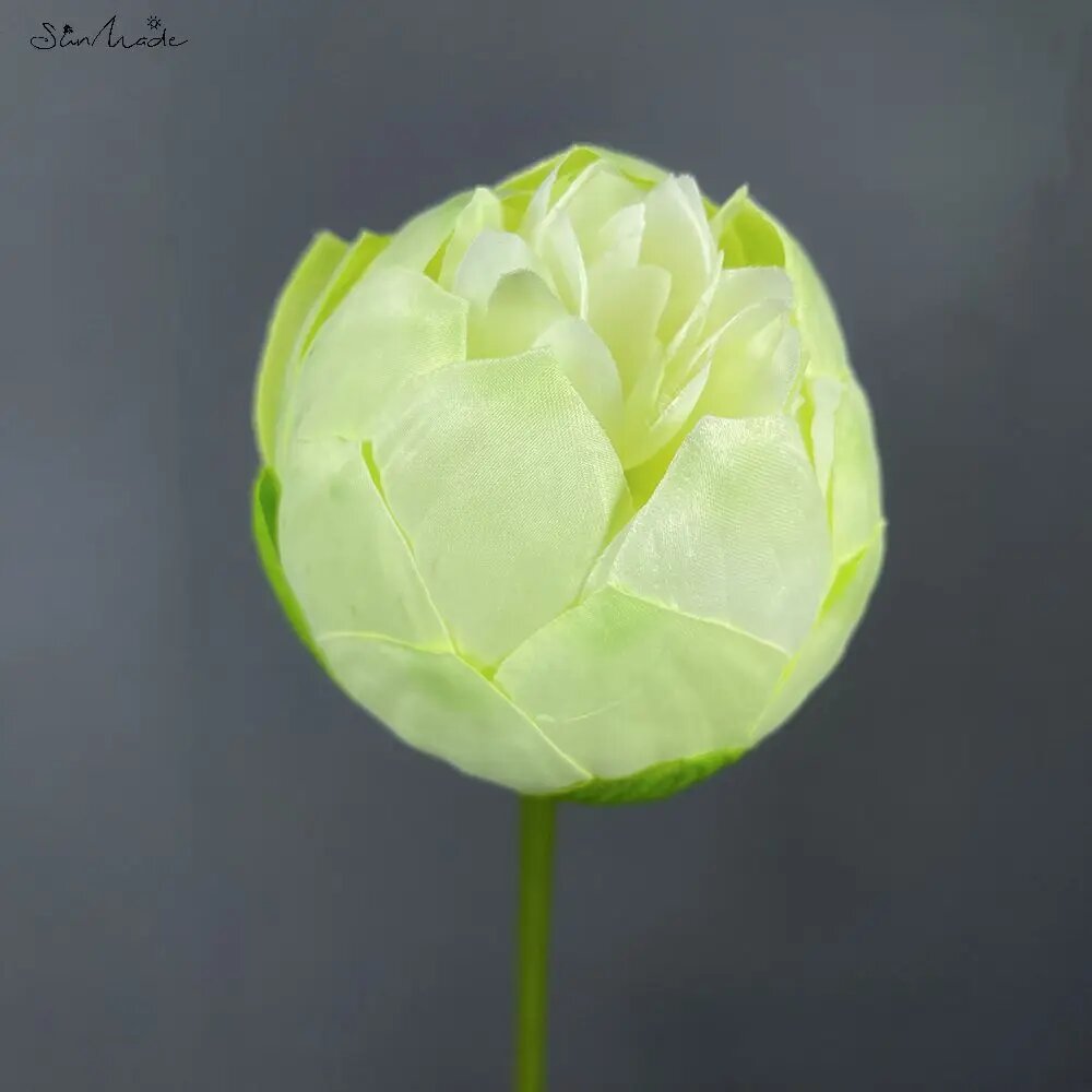 Искусственные цветы лотоса SunMade шелк 1 штуки Зеленый, Flower B