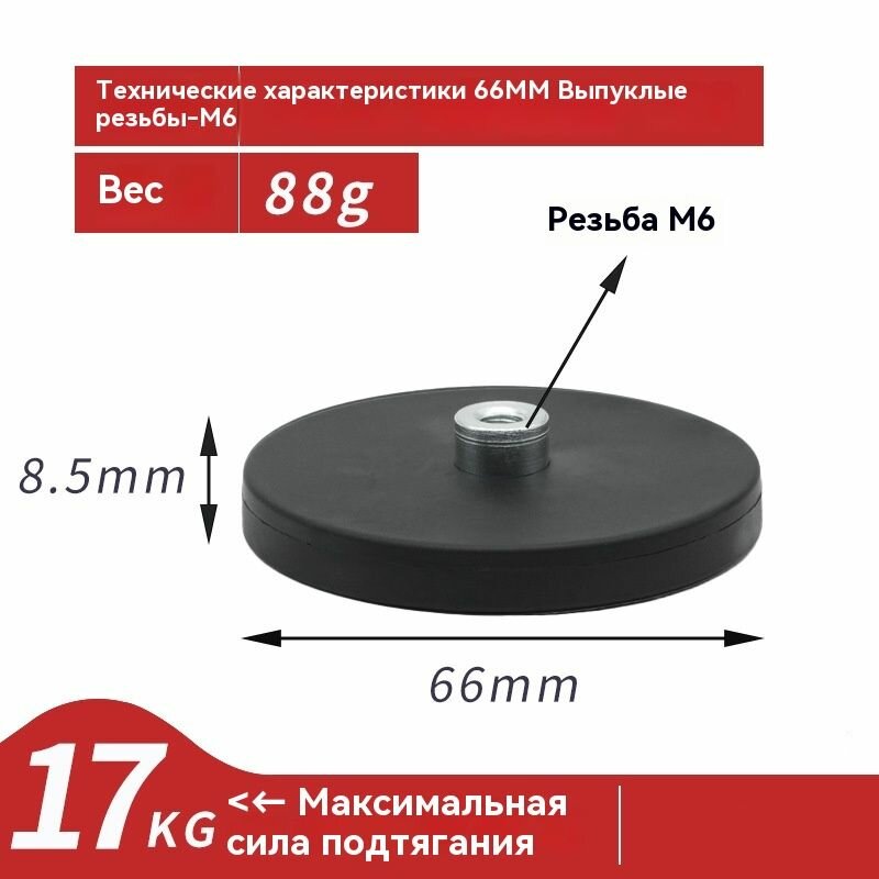 Магнитное крепление для балки светодиодной, проблесковой люстры, лед фары на кузов автомобиля под болт М6, 2шт.