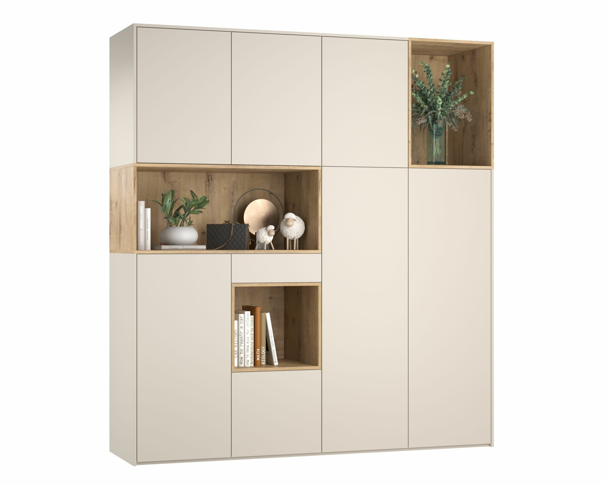 Шкаф распашной для одежды "Рокки 15" 200х220х55 Сатин / Дуб Крафт золотой