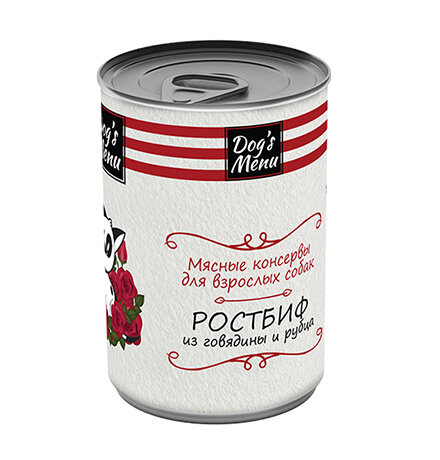 Из Говядины и рубца консервы догс меню для взрослых собак ростбиф (цена за упаковку) 340г х 12шт