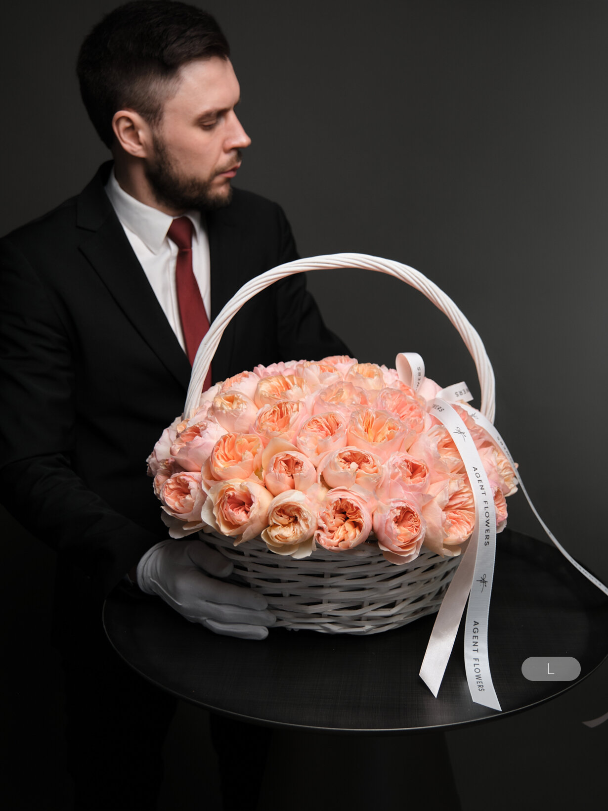 Розы AGENT FLOWERS Juliet, в корзине, 80 шт, высота букета 50см