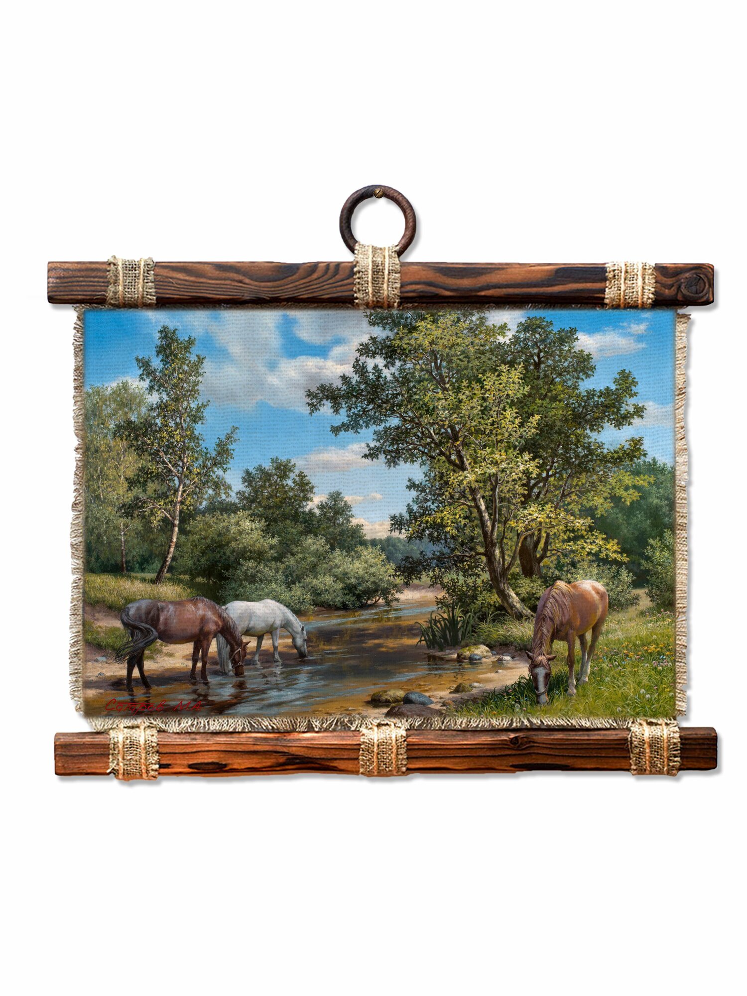 Панно ручной работы Универсальный свиток горизонтальное На водопое М. Сатаров