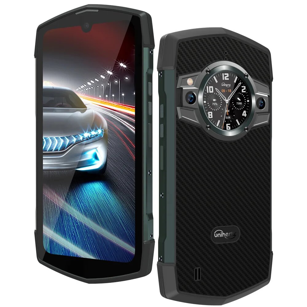 Защищенный смартфон Unihertz Tick Tock с двумя экранами 5G Android 6000 мАч 8 ГБ + 128 ГБ 48-мегапиксельная камера IP 68