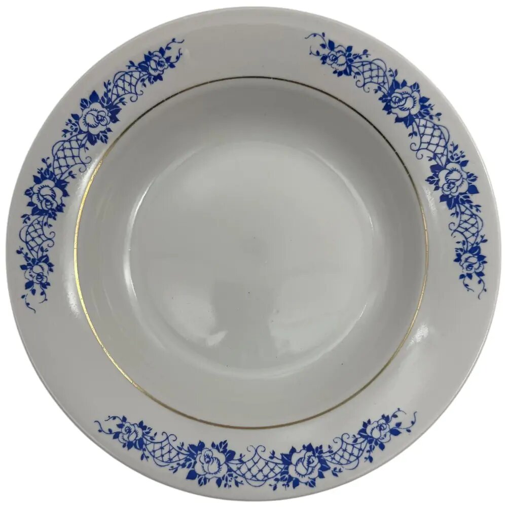 Тарелка "Узор", глубокая, 24 см, 1981-1991 гг, Владивостокский ФЗ, СССР