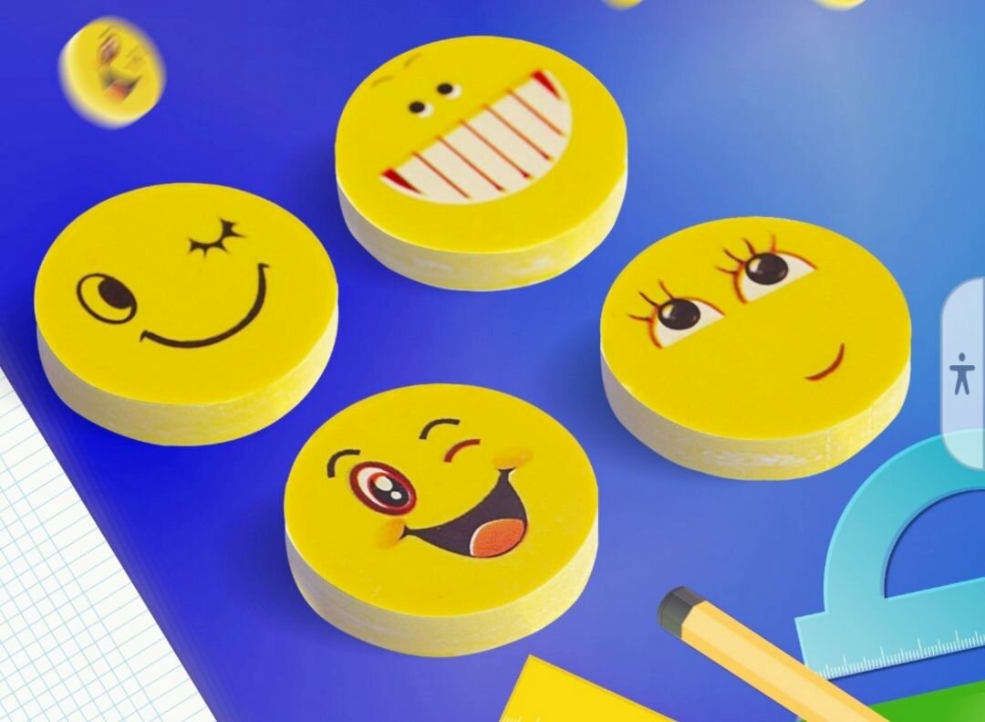 Набор ластиков-смайликов, 12шт.