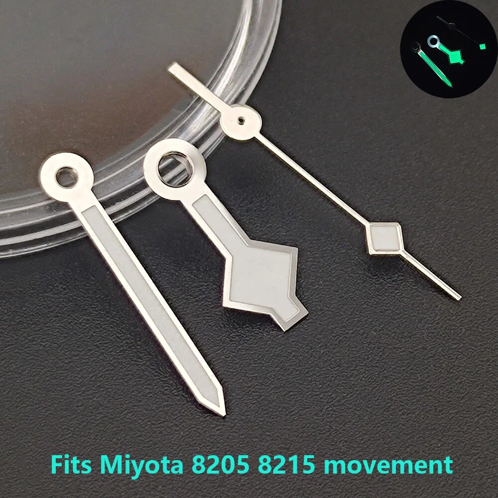 Зеленые светящиеся стрелки для часов NH35 NH36 ETA 2836 2824 Miyota 8205 8215 821A Mingzhu DG 2813 3804