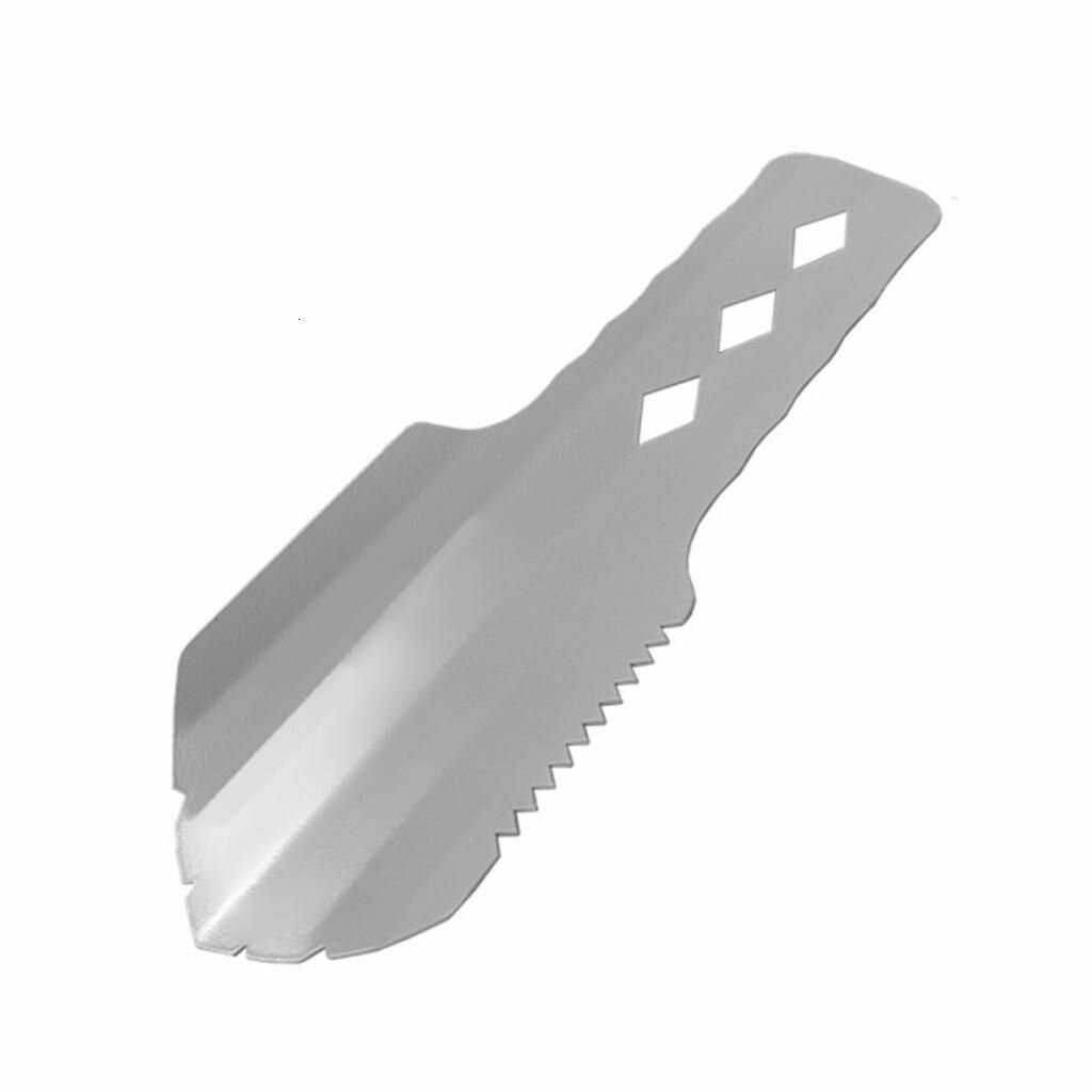 Уличный совок с удобной ручкой из нержавеющей стали, Серебро - Три отверстия с зубцами