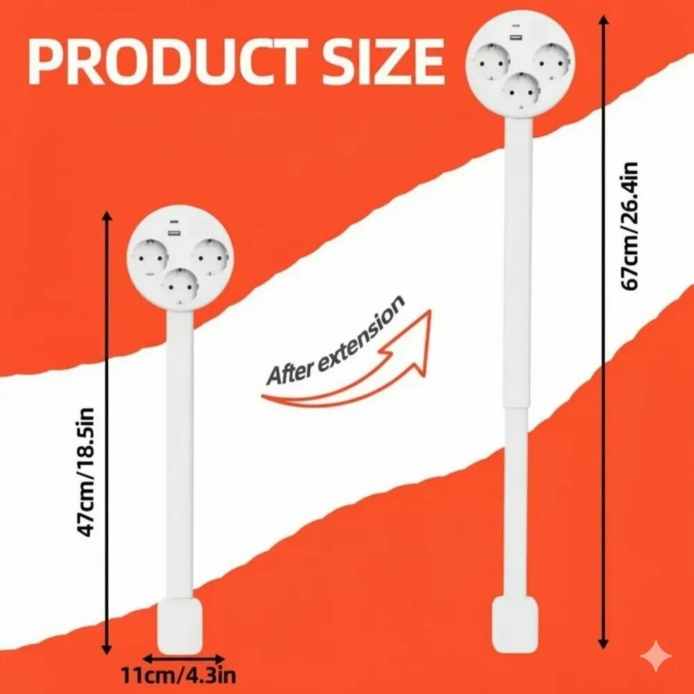 Удлинитель - Разветвитель розеток за дивана и кровати с USB