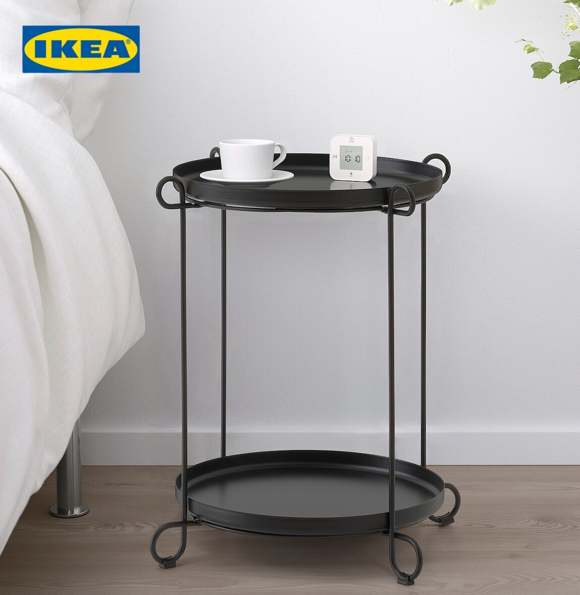 Черный столик с подносом 50 см, IKEA LIVELYCKE