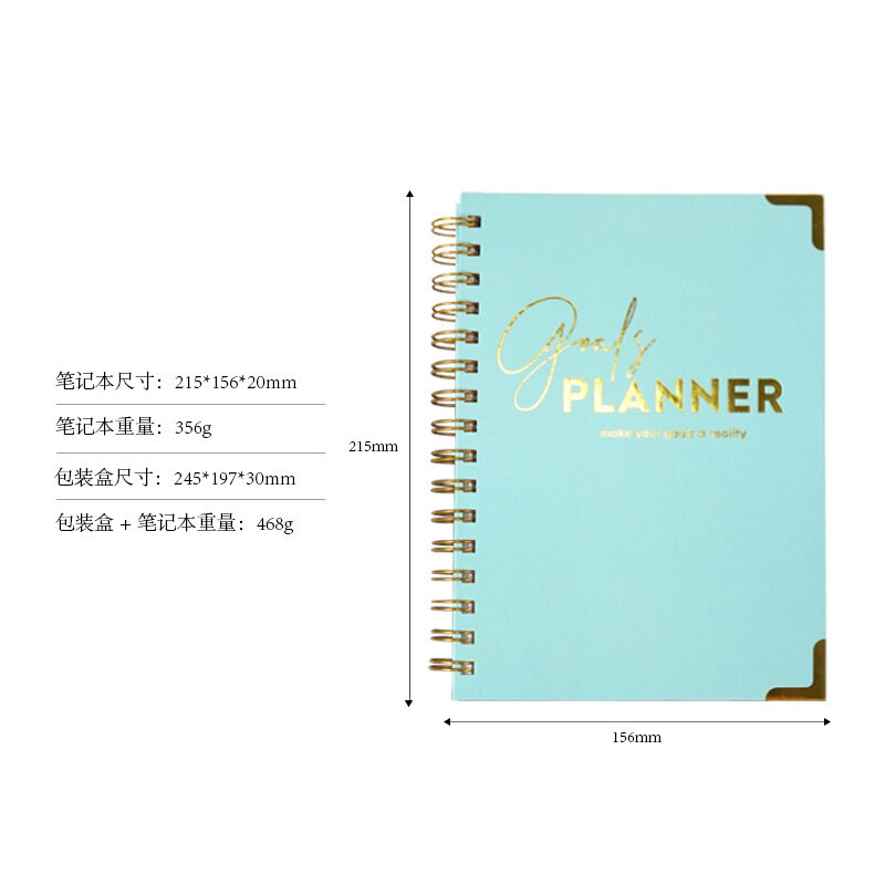 Блокнот-планировщик "Weekly Plan", на катушках, голубой, с матовой вставкой