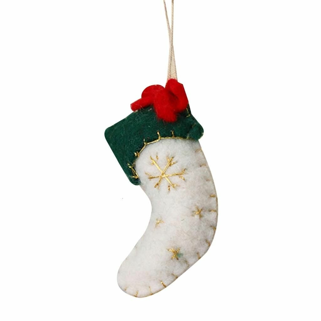 Украшения для рождественской елки из шерстяного войлока-белые носки
