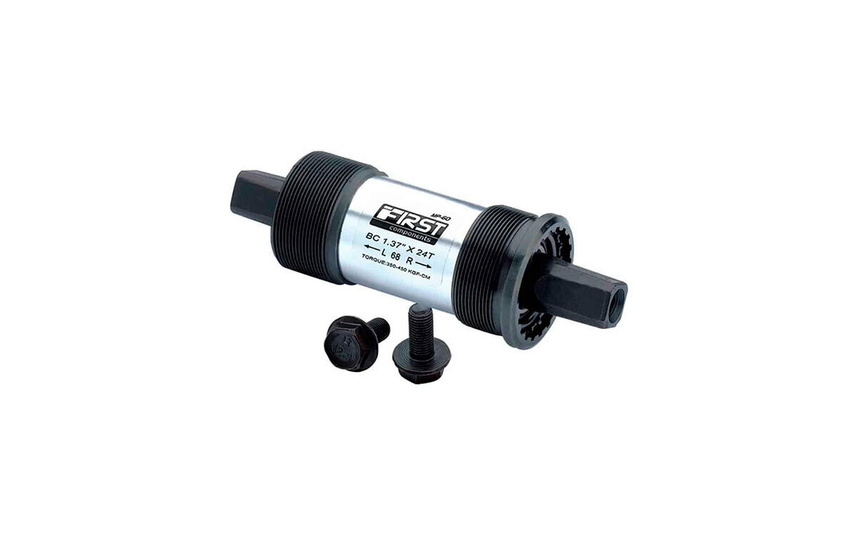 Каретка-картридж FIRST, алюминиевая, под стакан 68мм, квадратный вал, 117.5мм х1,37"х24, серебристая