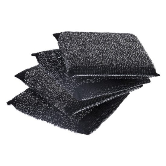 Губка-скрабер Laima 11х10х1,5 см, поролон + металлическая оплетка, комплект 4 штуки, посуда, уборка, , 700059