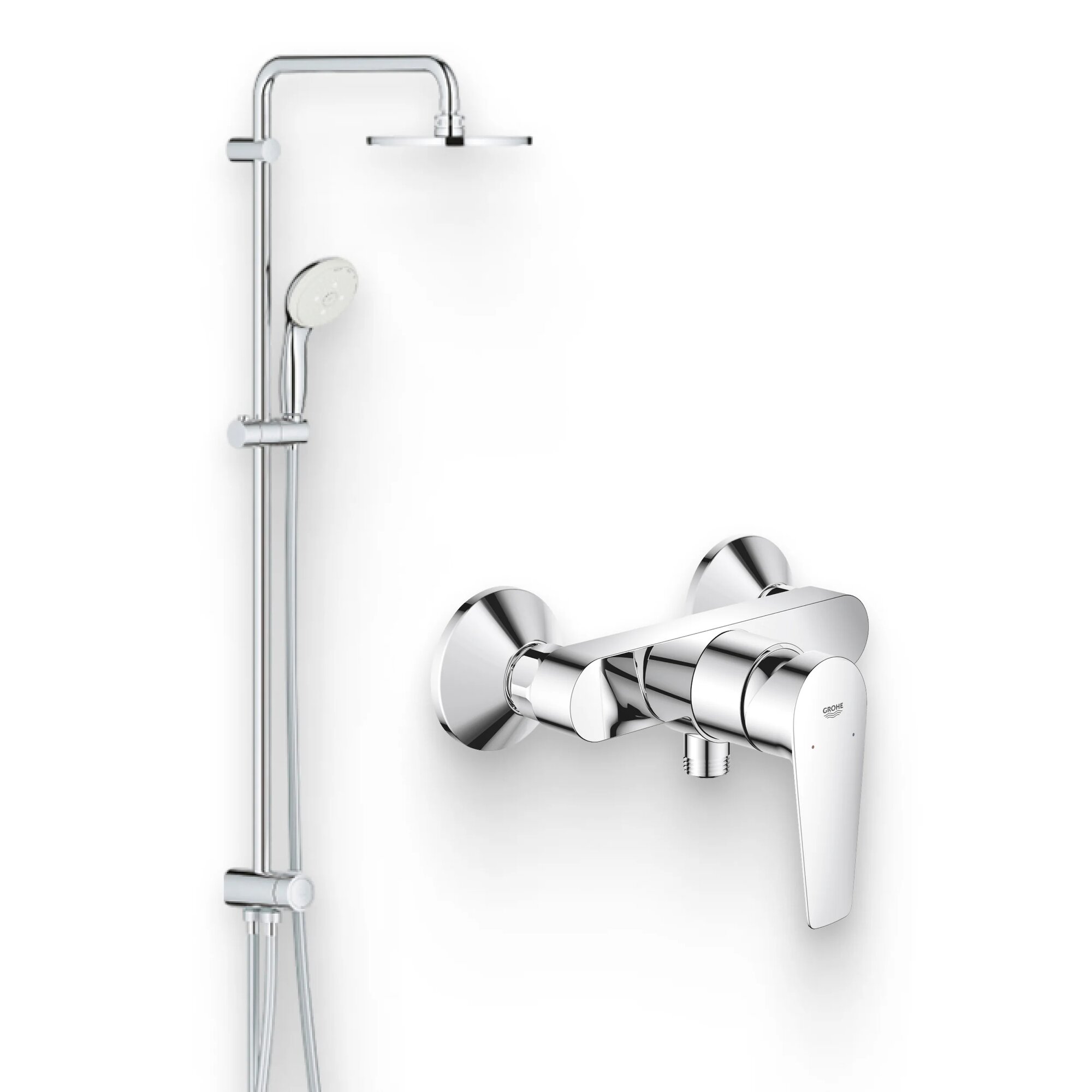 Душевой комплект Смеситель для душа Grohe BauEdge 23635001 / Стойка New Tempesta Rustic 26452001
