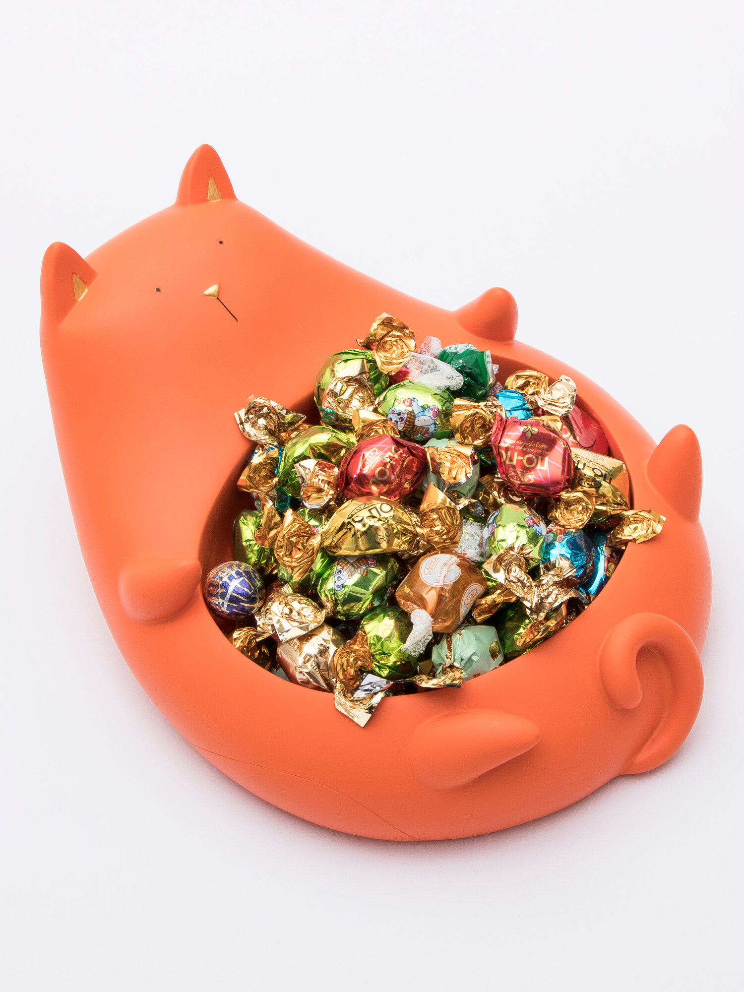 Конфетница Кот Рыжий, органайзер для сладостей, конфет, мелочей, украшений, ключей, статуэтка Кошка подарок на новый год