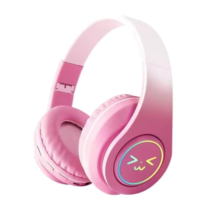 Беспроводные наушники Bluetooth с градиентным розовым свечением, HiFi-звук для игр, спорта и онлайн-классов, длительный