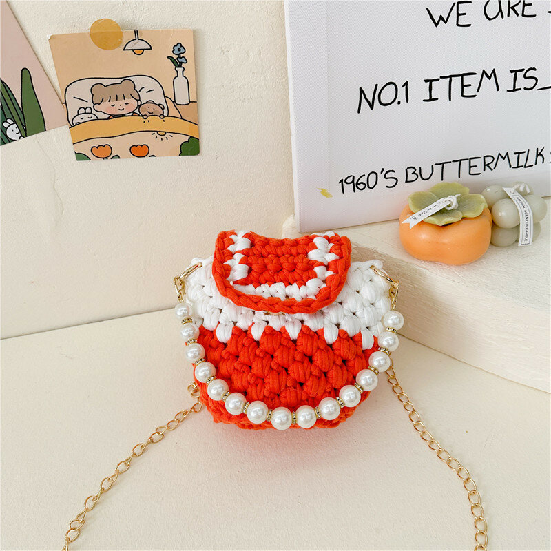Игрушечная вязаная сумочка для девочек, универсальная сумка через плечо с мягкой полиэстеровой подкладкой, красная