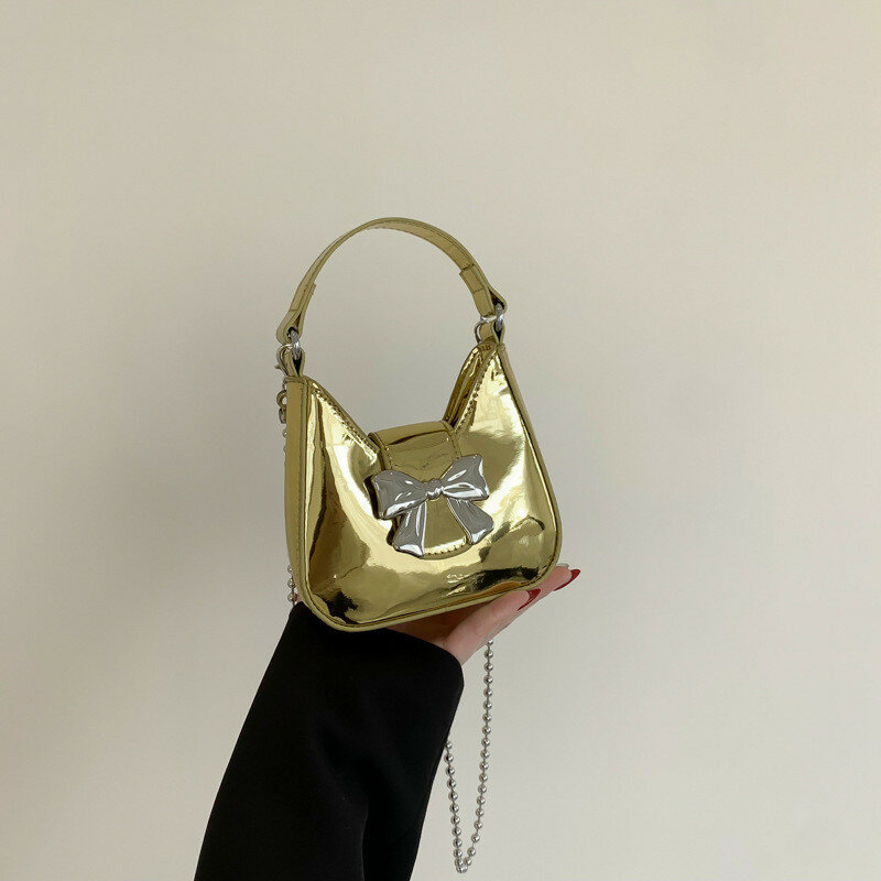 Элегантная мини-сумка в форме бабочки для детей, прочная и дышащая, из PU-кожи, золотая