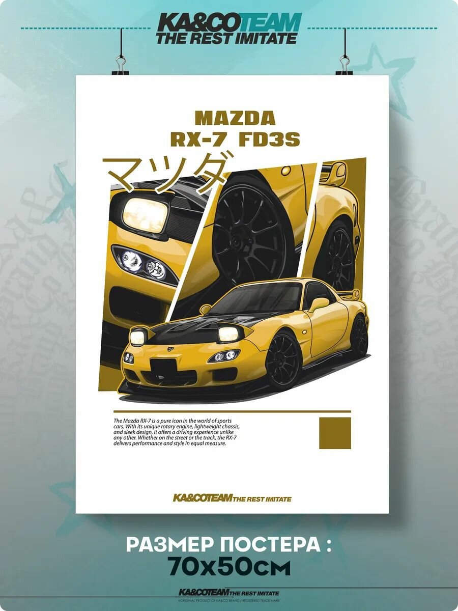 Плакат на стену постер интерьерный Mazda RX7 FD3S