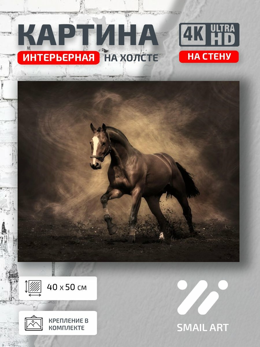 Картина на холсте интерьерная 40 на 50 на стену Лошадь Animal для кабинета animal style