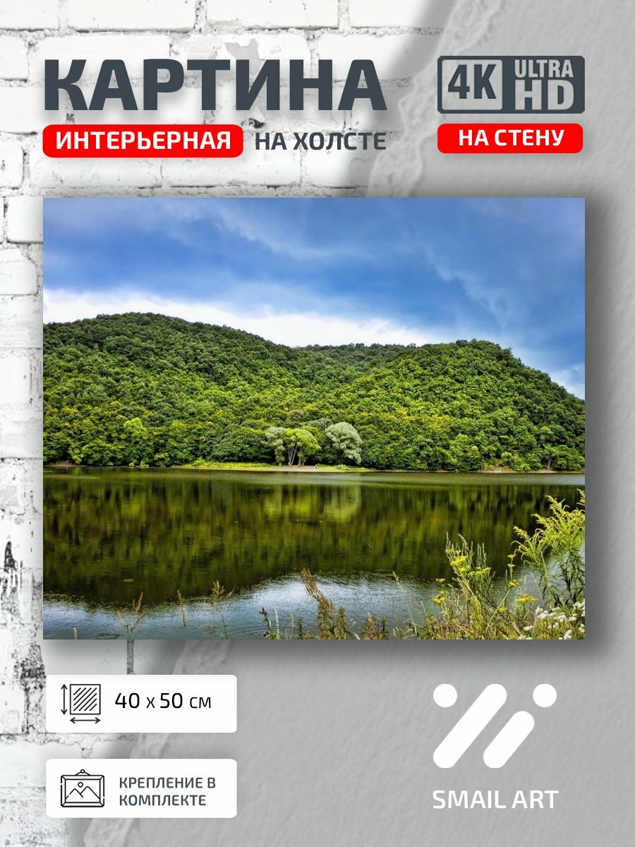 Картина на холсте интерьерная 40 на 50 на стену Речка Landscape для кабинета пейзаж декор