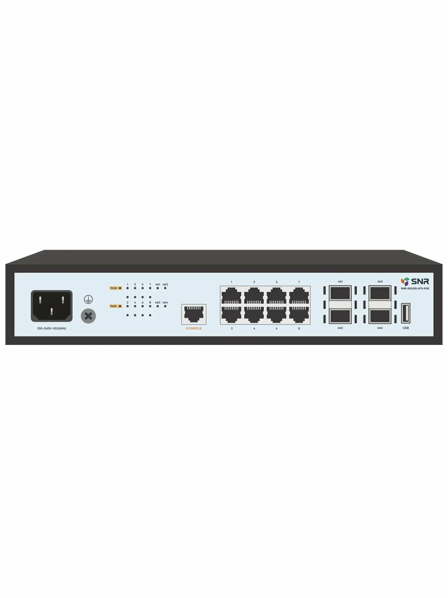 Управляемый коммутатор SNR SNR-S5210G-8TX-POE, 8 PoE-портов, 100 Мбит/с, L2+
