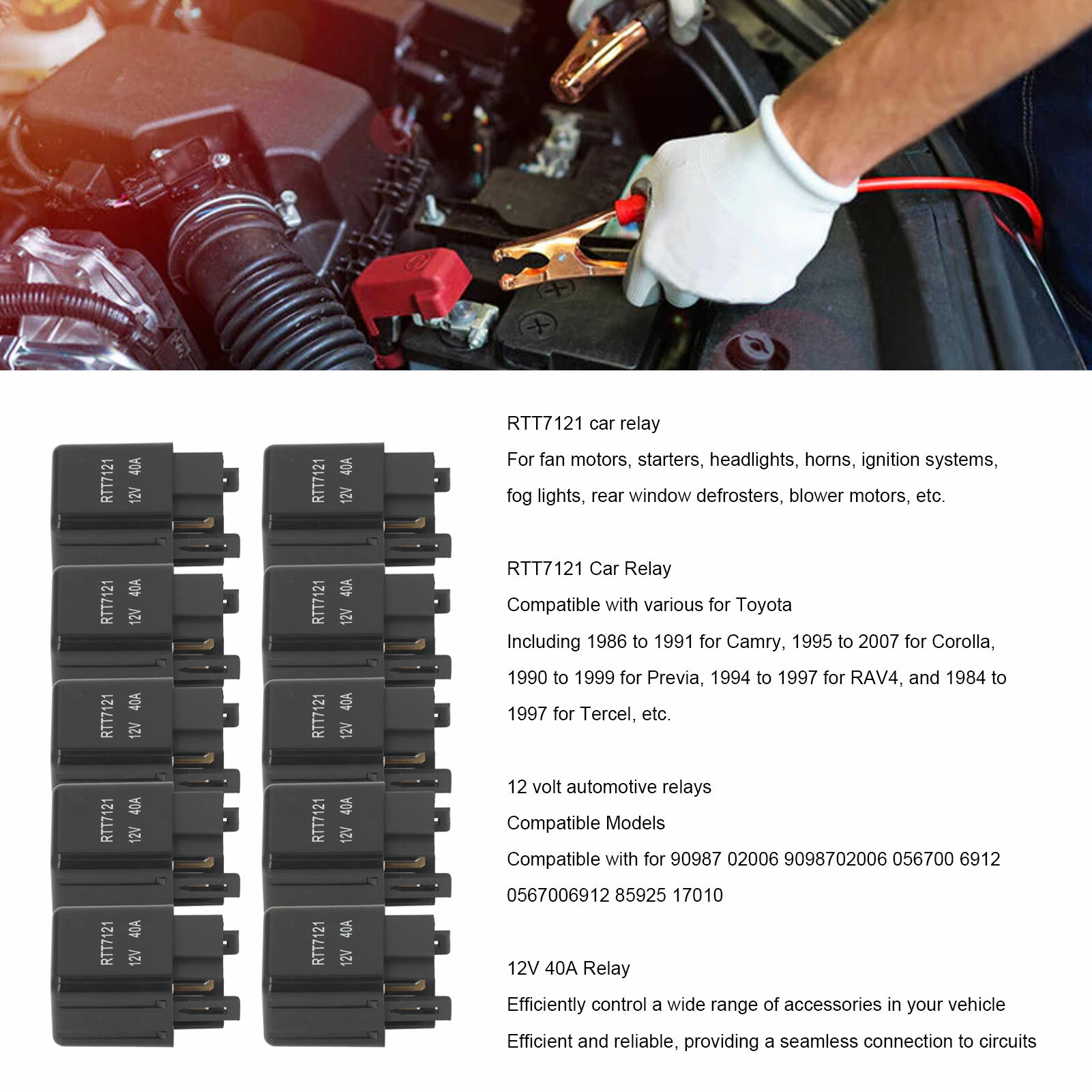 10 шт. RTT7121 4pin 40A 12V автомобильное реле для Toyota 90987 02006 9098702006 056700 6912 0567006912 85925 17010